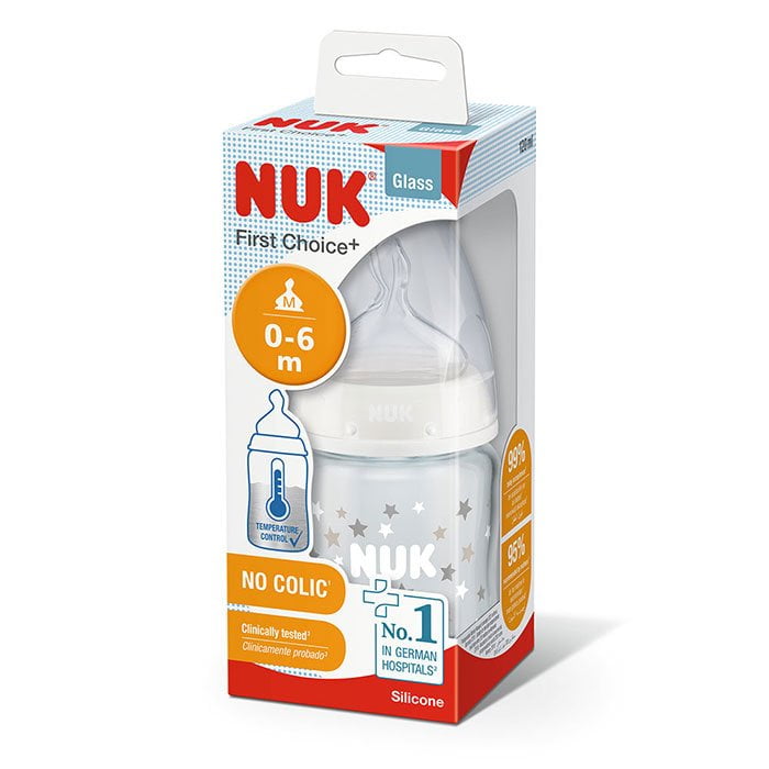Nuk FC staklena flašica sa indikatorom temperature 120ml White - Milupino